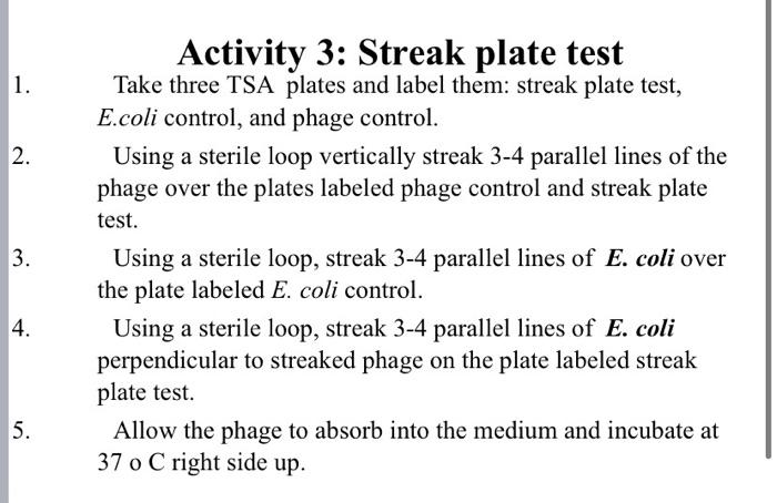 Solved Streak plate Test Observe the 3 plates for zones of | Chegg.com