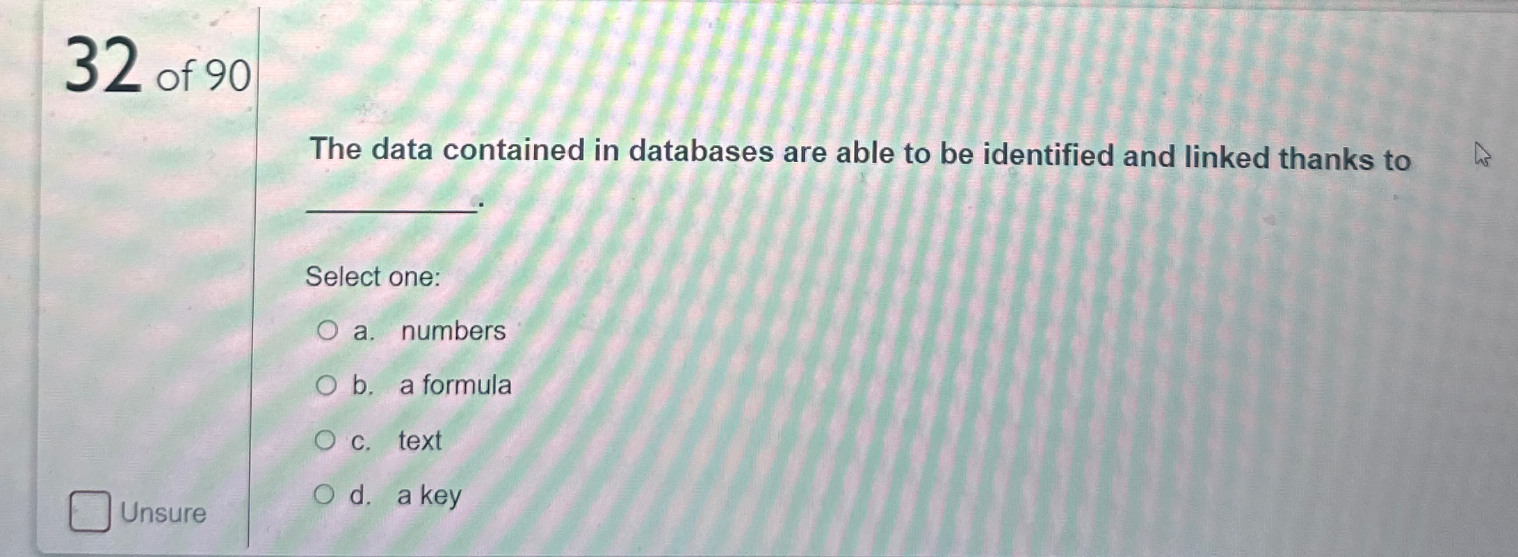 Solved 32 ﻿of 90The data contained in databases are able to | Chegg.com
