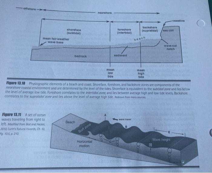 Solved offshore nearshore coastline shoreface (subtidal) | Chegg.com