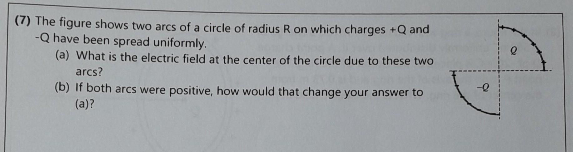 Solved (7) The figure shows two arcs of a circle of radius R | Chegg.com