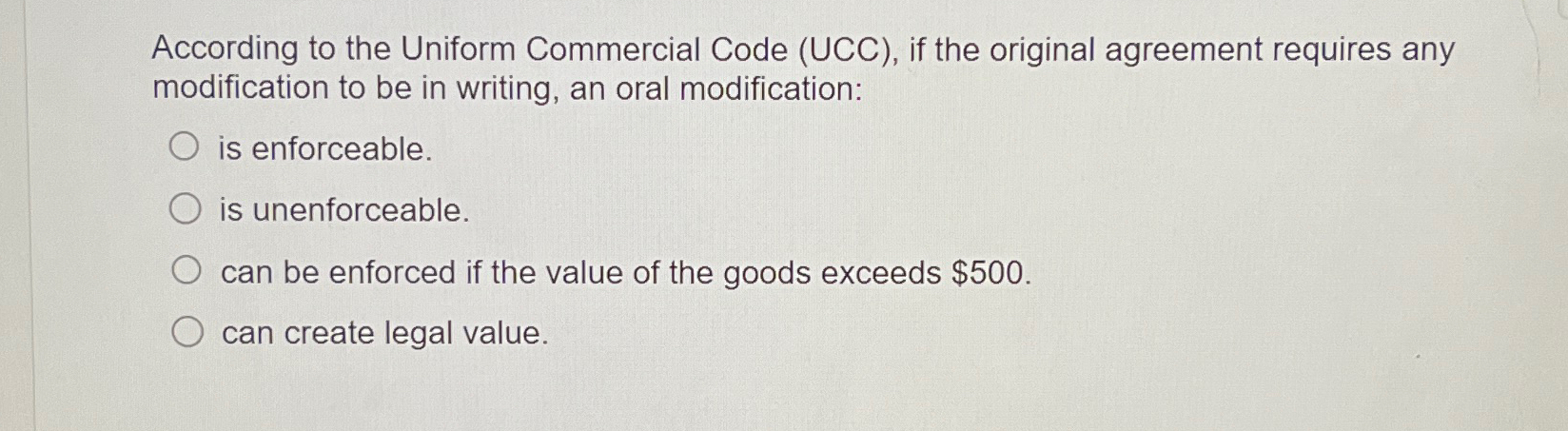 Solved According to the Uniform Commercial Code (UCC), ﻿if | Chegg.com