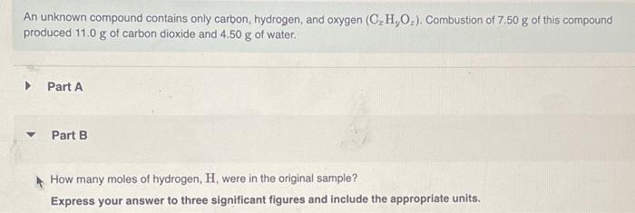 Solved An unknown compound contains only carbon, hydrogen, | Chegg.com
