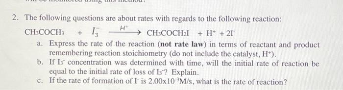 Solved 2. The following questions are about rates with | Chegg.com