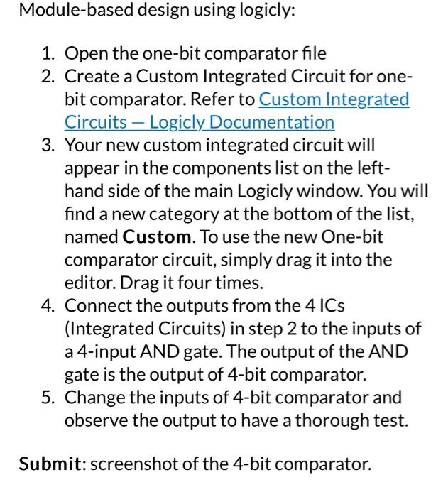 Solved 4-bit comparator outputs 1 only when two inputs are | Chegg.com