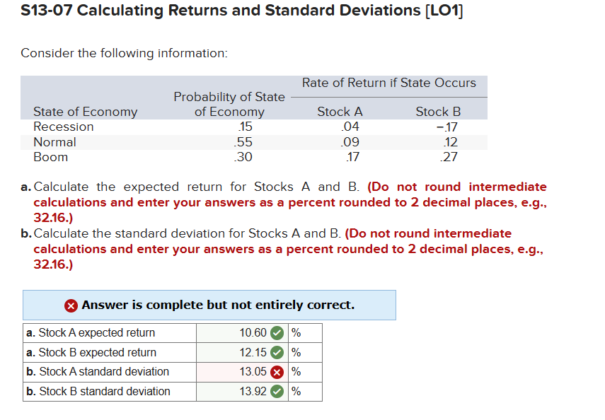 Solved S13-07 ﻿Calculating Returns and Standard Deviations | Chegg.com