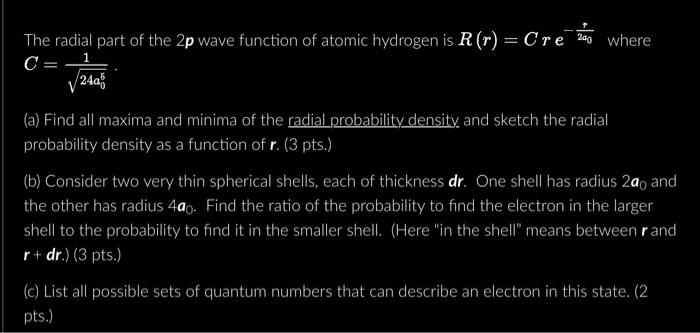 The radial part of the 2p wave function of atomic | Chegg.com