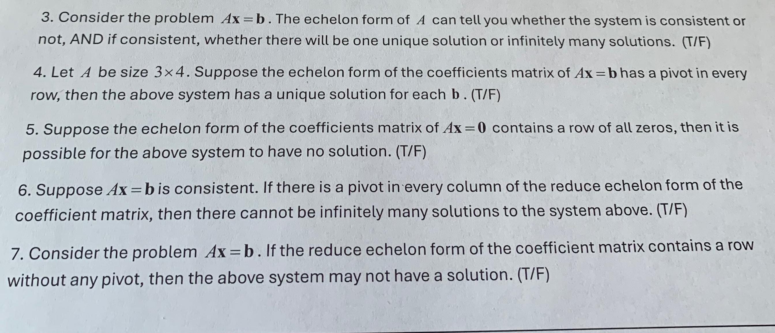 Solved Consider the problem Ax=b. ﻿The echelon form of A can | Chegg.com