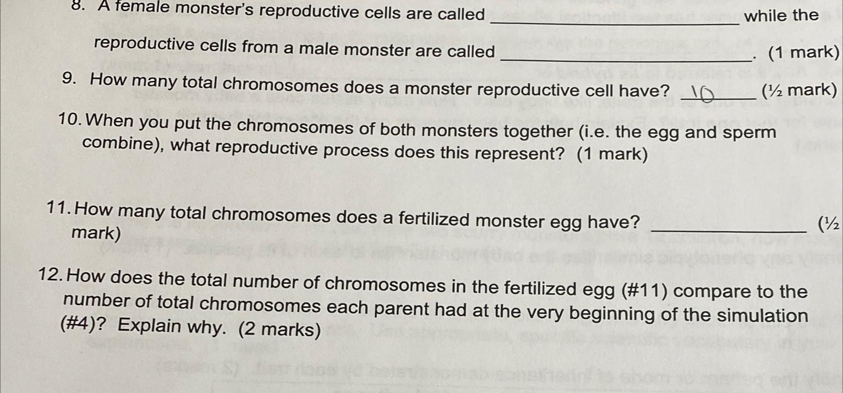 Solved A female monster's reproductive cells are called | Chegg.com