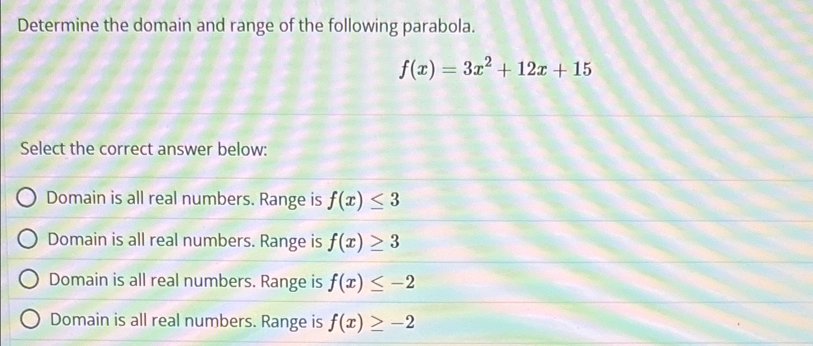 Solved Determine the domain and range of the following | Chegg.com