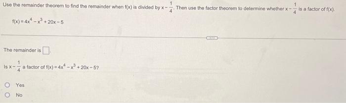 Solved Use the remainder theorem to find the remainder when | Chegg.com