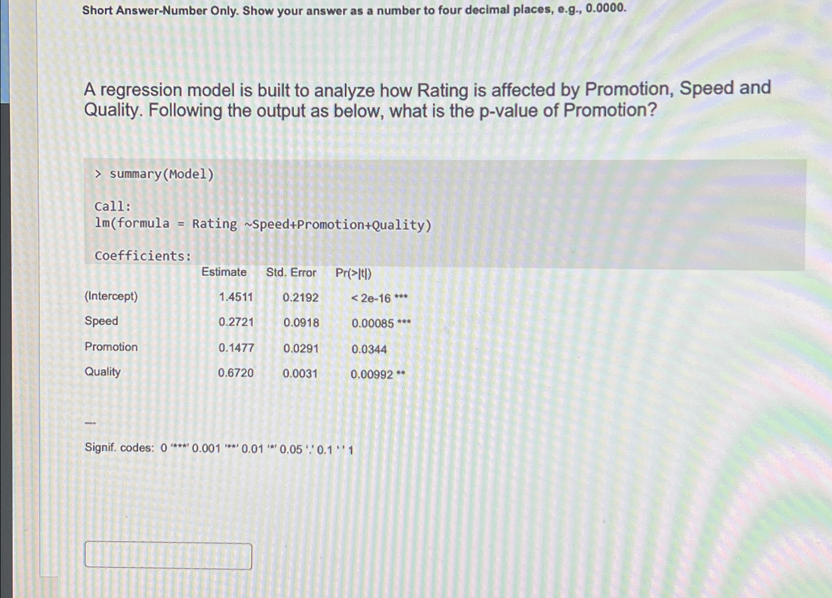 Solved Short Answer-Number Only. Show your answer as a | Chegg.com