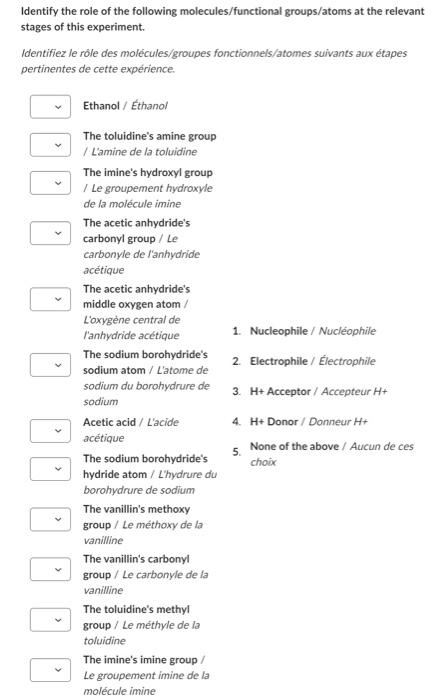 [Solved]: Identify the role of the following molecules/func