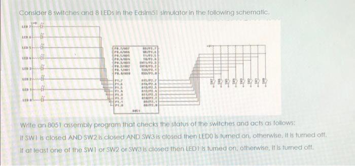 Solved Consider 8 switches and 8 LEDs in the Easim 51 | Chegg.com