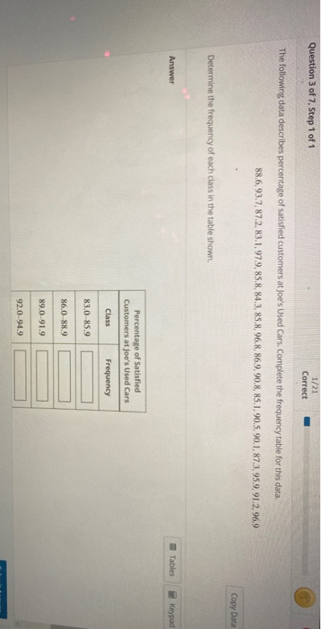 Solved Determine the frequency of each class in the table | Chegg.com