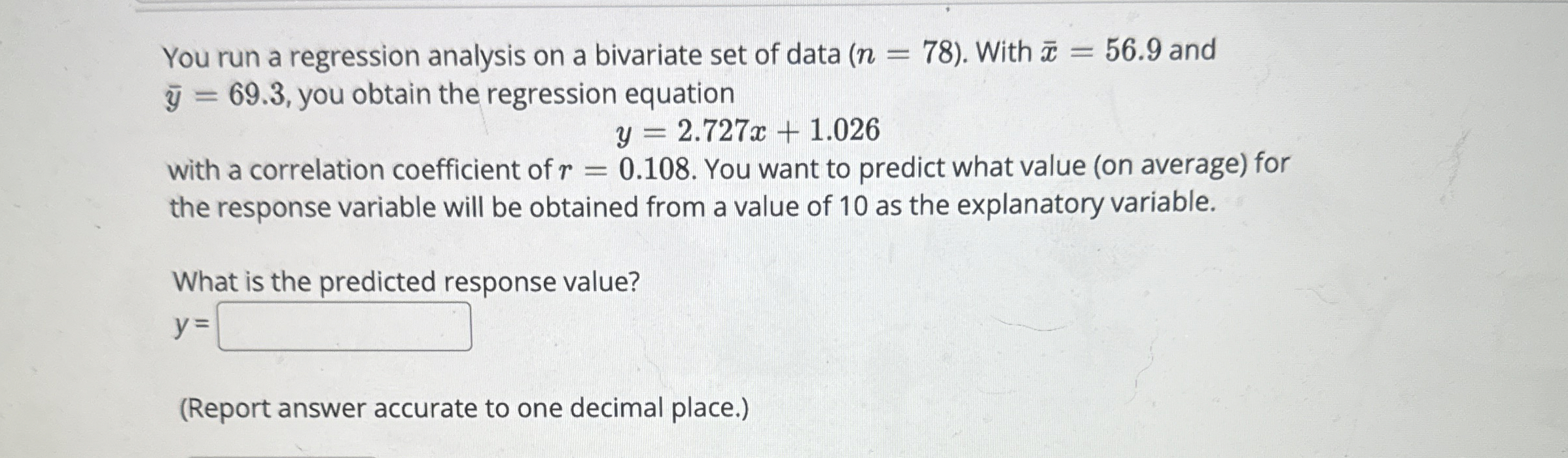 Solved You run a regression analysis on a bivariate set of | Chegg.com