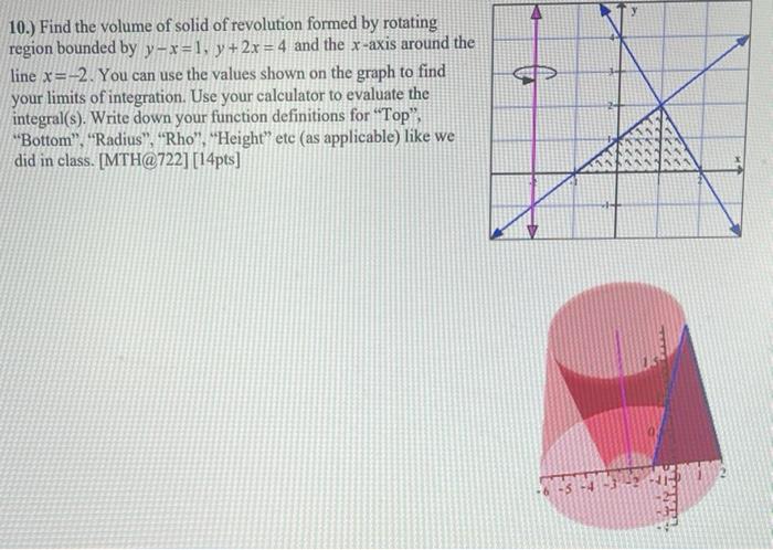 Solved > 10.) Find the volume of solid of revolution formed | Chegg.com