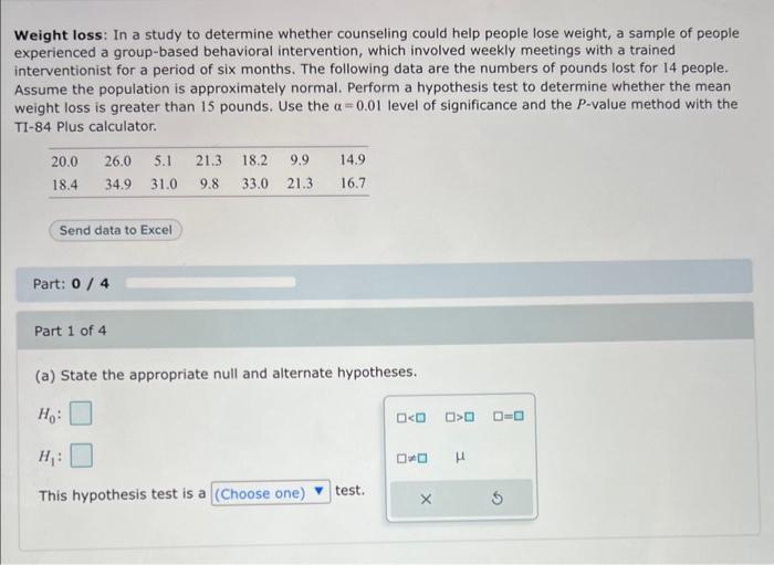 Solved Weight loss: In a study to determine whether | Chegg.com