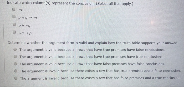 Solved Construct A Truth Table To Determine Whether The