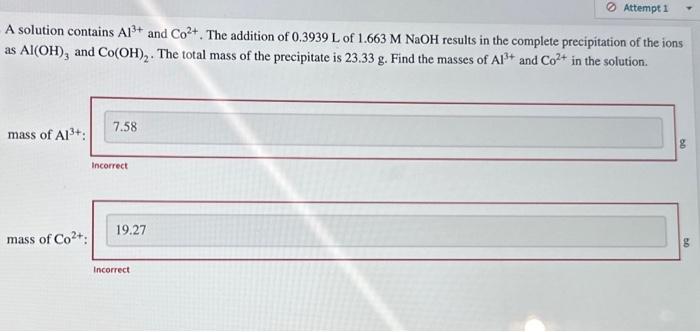 Solved A solution contains Al3+ and Co2+. The addition of | Chegg.com