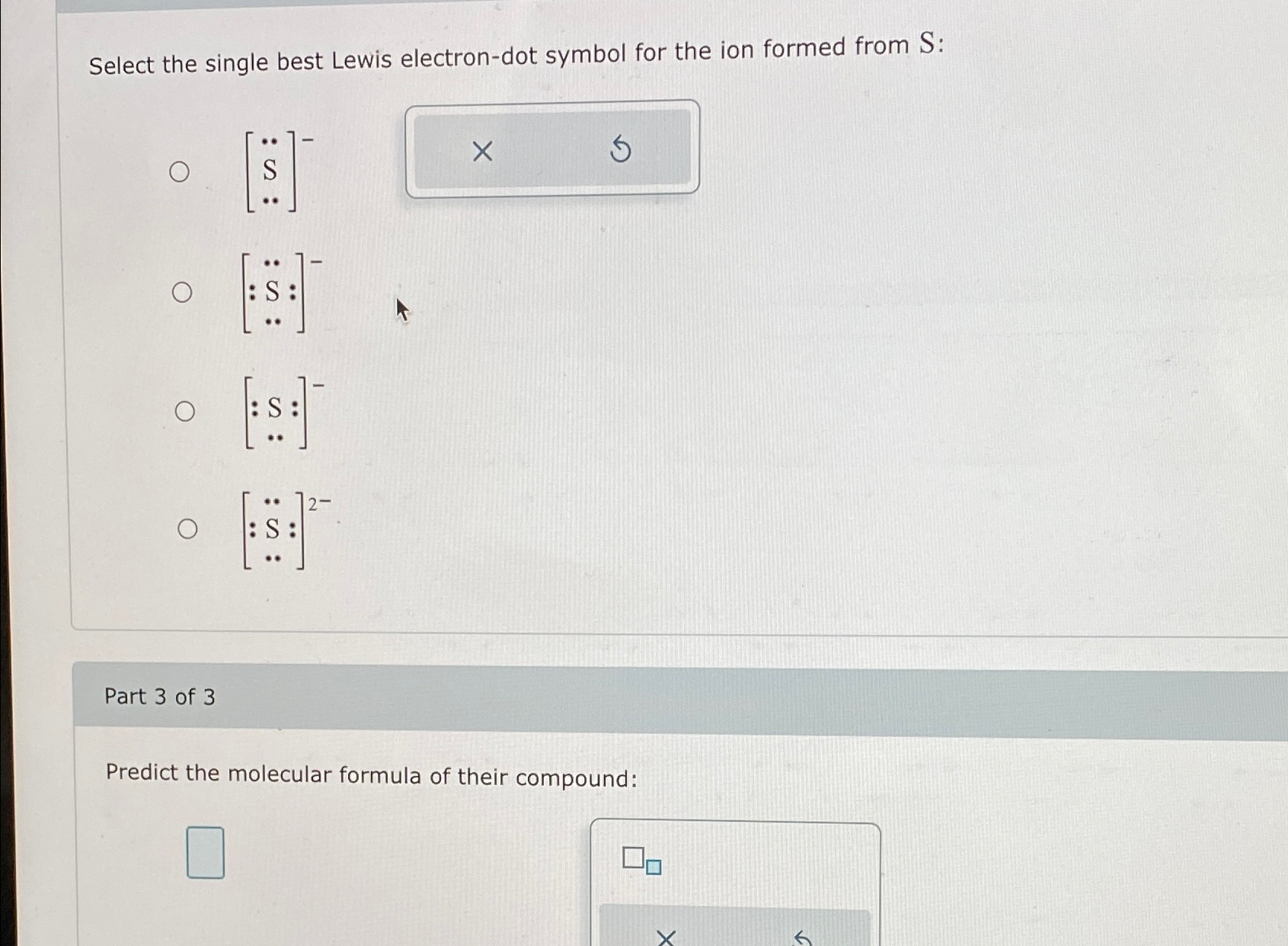 Solved Select the single best Lewis electron-dot symbol for | Chegg.com