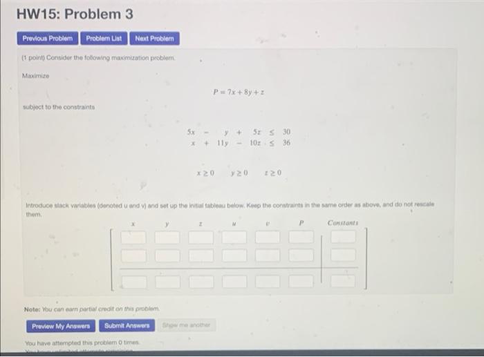 Solved HW15: Problem 3 Previous Problem Problem List Next | Chegg.com