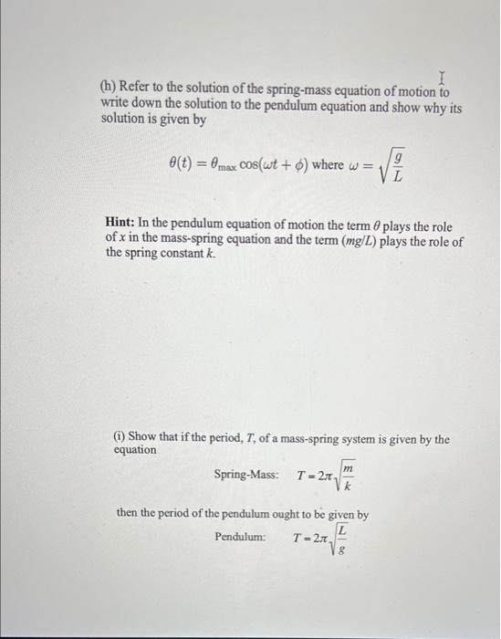 Solved Should the Pendulum Really Undergo SHM? In a | Chegg.com