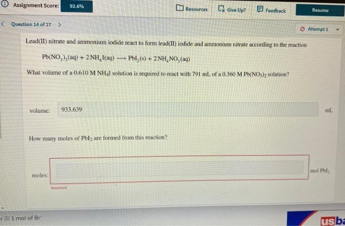 Solved Assignment Score: 92.6% Resources Give Up? Feedback | Chegg.com