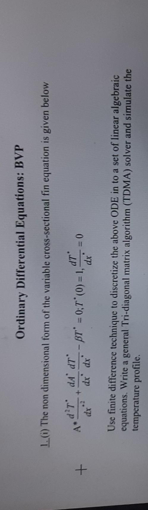 Solved Ordinary Differential Equations: BVP 1. (i) The non | Chegg.com