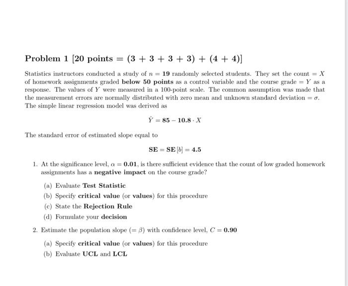 Solved Problem 1[20 points =(3+3+3+3)+(4+4)] Statistics | Chegg.com