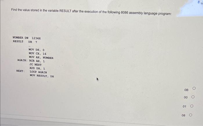 Solved Find the value stored in the variable RESULT after | Chegg.com