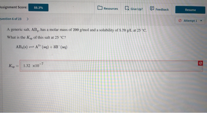 Solved Assignment Score: 88.3% Resources CX Give Up? | Chegg.com