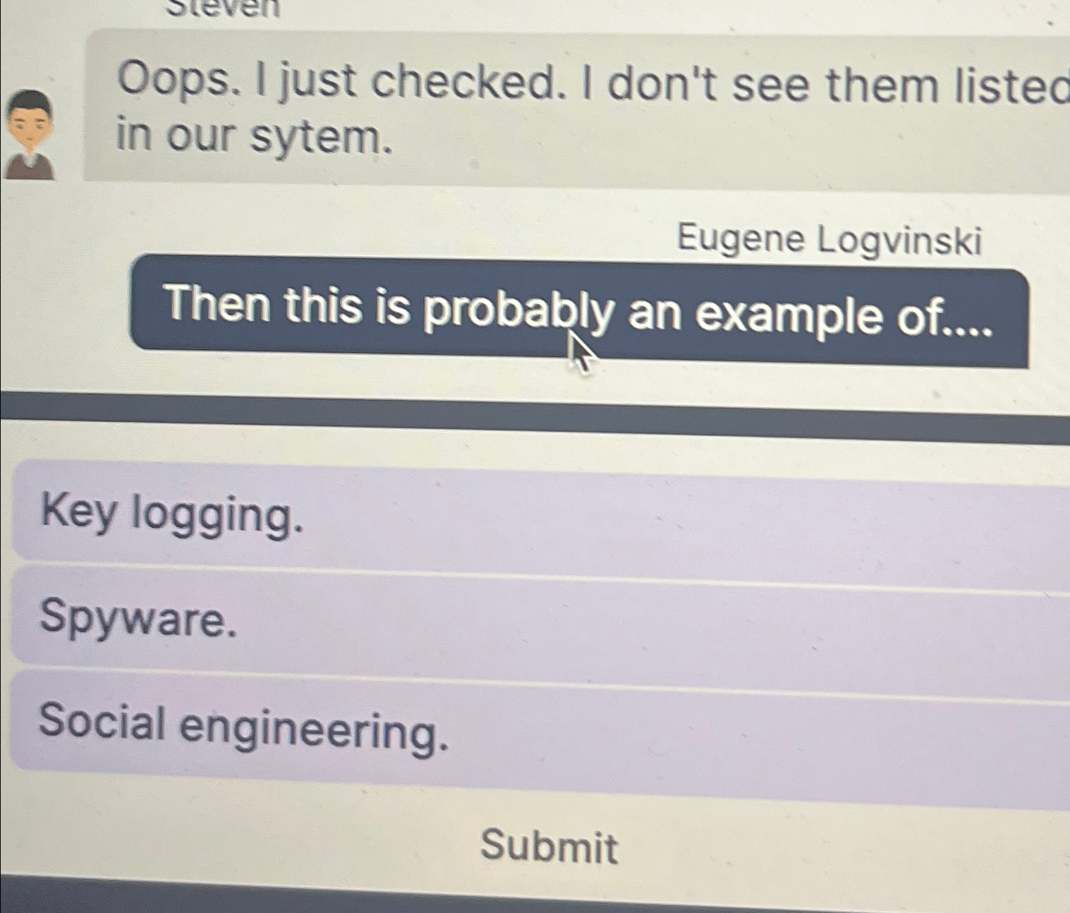 Solved Oops. I just checked. I don't see them listec in our | Chegg.com