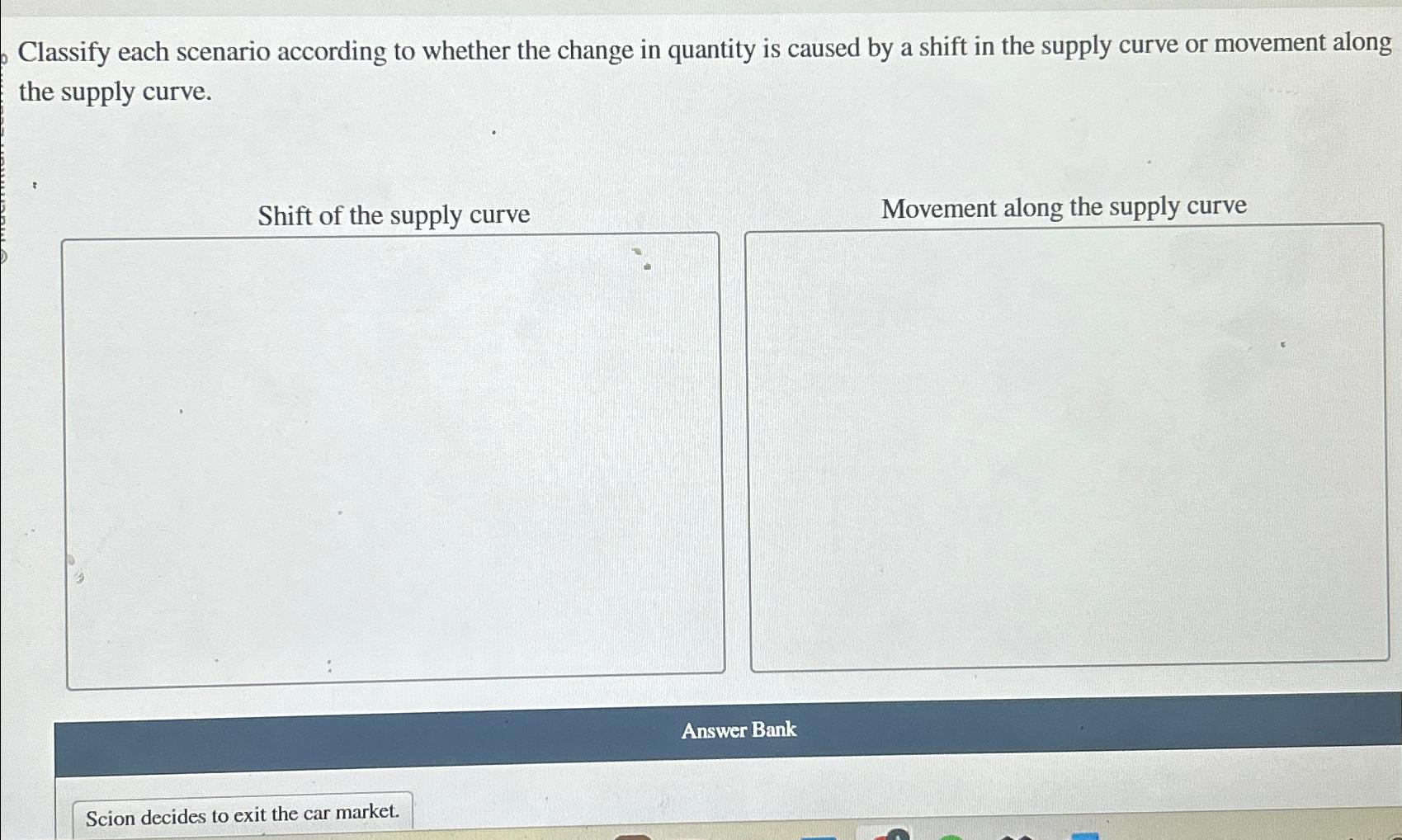 Solved Classify each scenario according to whether the | Chegg.com