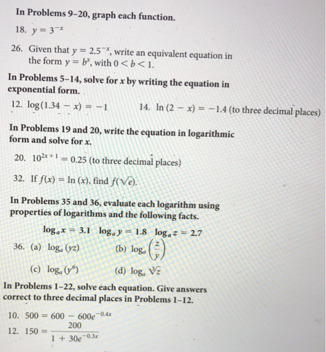 Solved In Problems 9-20, graph each function. 18. y = 3* 26. | Chegg.com