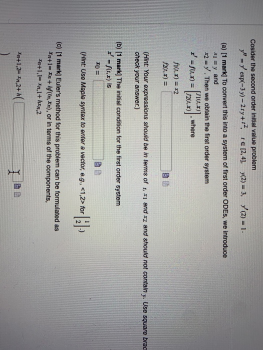 Solved Cosider the second order initial value problem y = | Chegg.com
