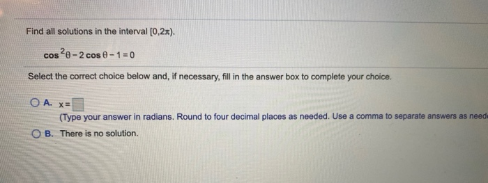 Solved find all solutions in the interval [0,2pi)cos^2 theta | Chegg.com