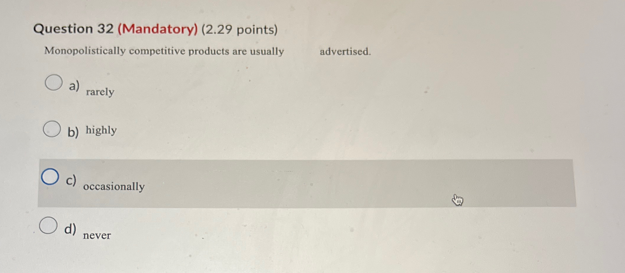 Solved Question 32 (Mandatory) (2.29 | Chegg.com