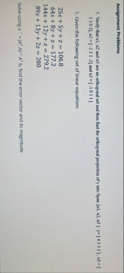 Solved Assignment ProblemsVerify that u1,u2 ﻿and u3 ﻿are an | Chegg.com