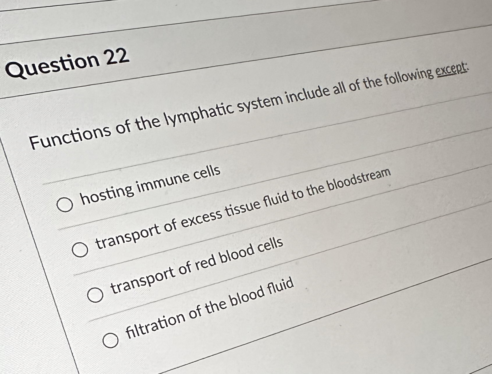 Solved Question 22Functions of the lymphatic system include | Chegg.com