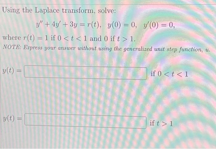 Solved Using the Laplace transform, solve: | Chegg.com