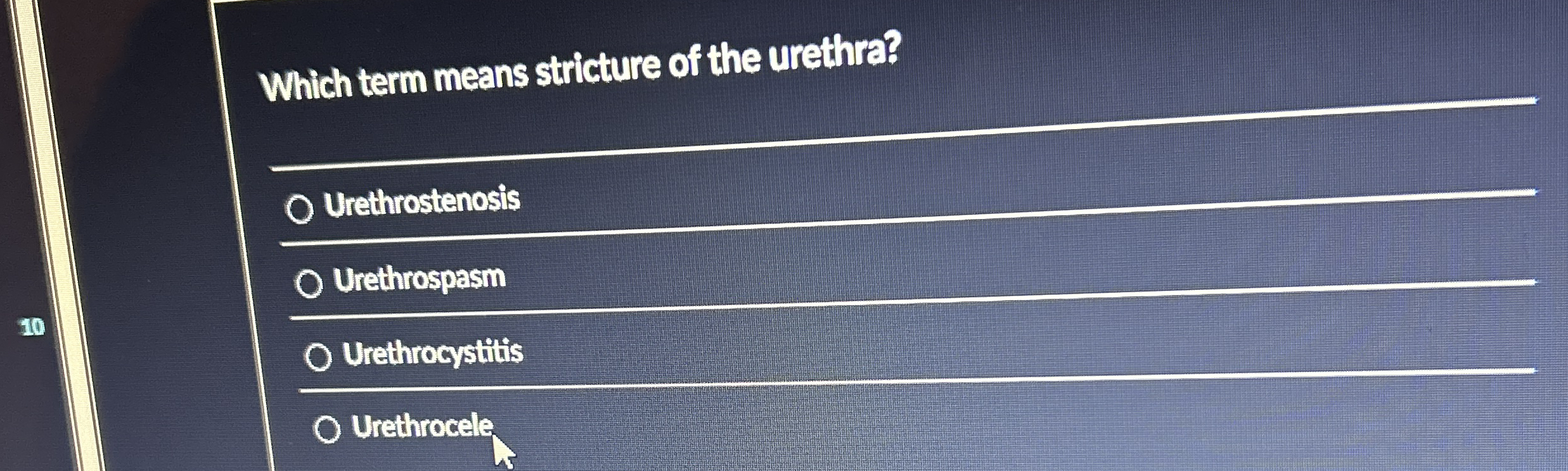 Solved Which term means stricture of the | Chegg.com