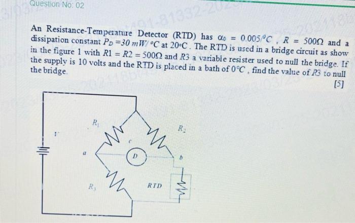 Solved An Resistance-Temperature Detector (RTD) has | Chegg.com