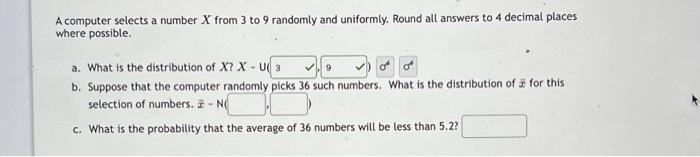 Solved A computer selects a number X from 3 to 9 randomly | Chegg.com