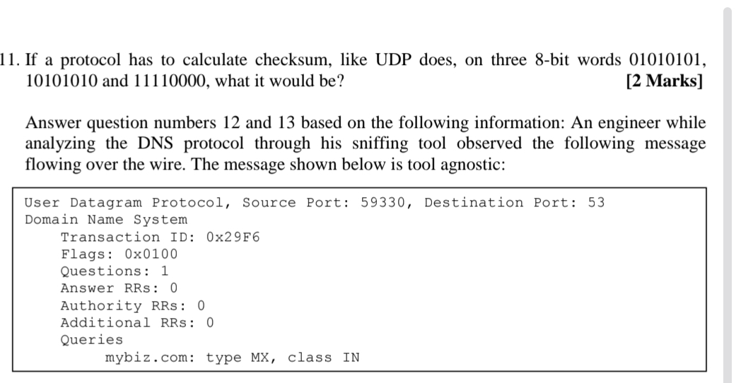 Solved If a protocol has to calculate checksum, like UDP | Chegg.com