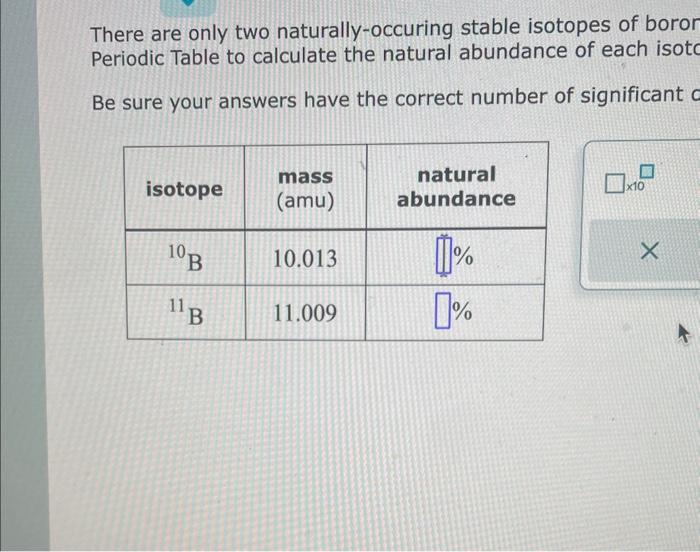 Solved There are only two naturally-occuring stable isotopes | Chegg.com