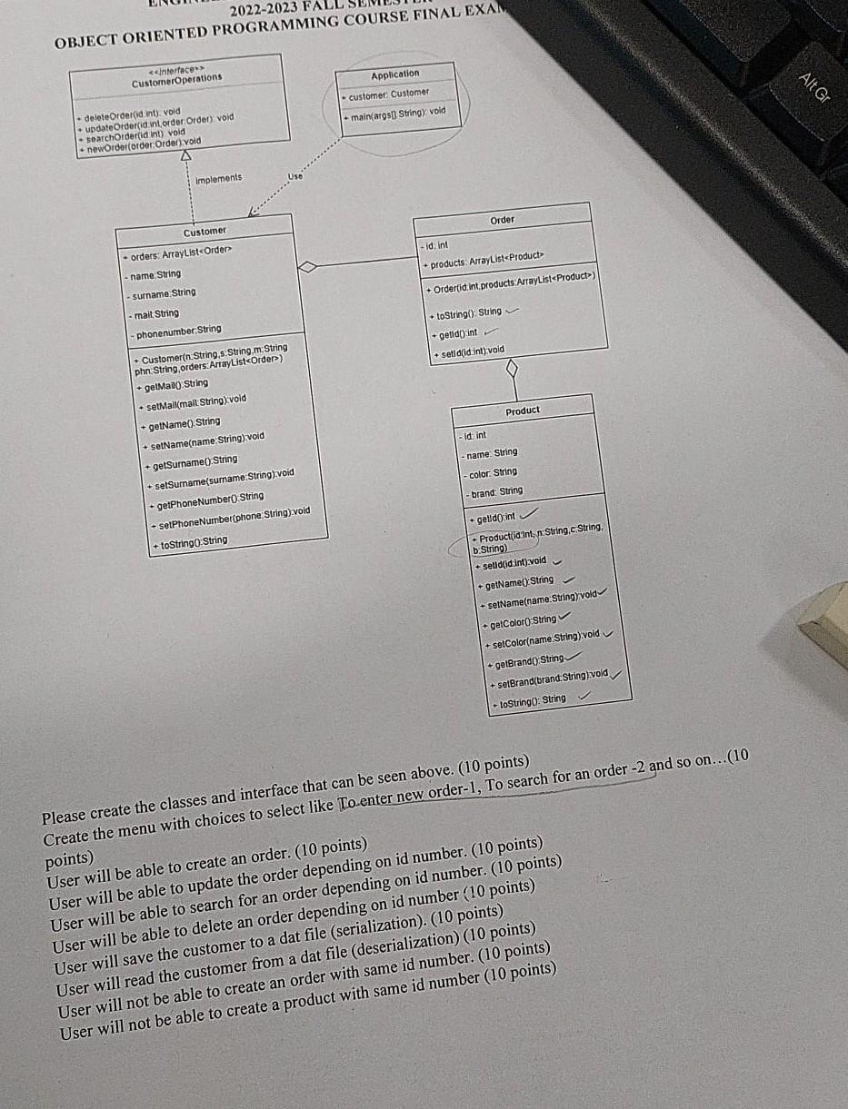 Solved 2022-2023 FALL SEOVSE FINAL EXAI OB. the classes and | Chegg.com