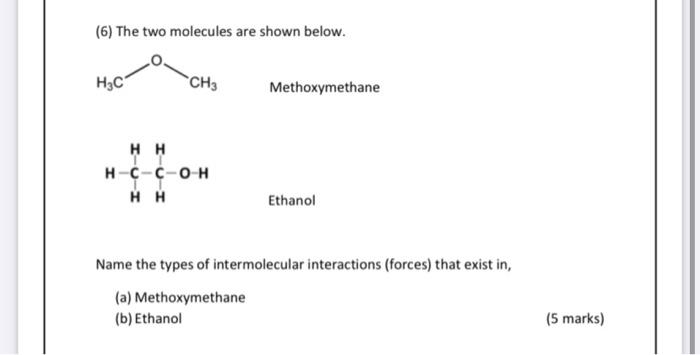 Solved (6) The two molecules are shown below. H3C CH3 | Chegg.com