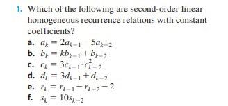 Solved 1. Which of the following are second-order linear | Chegg.com
