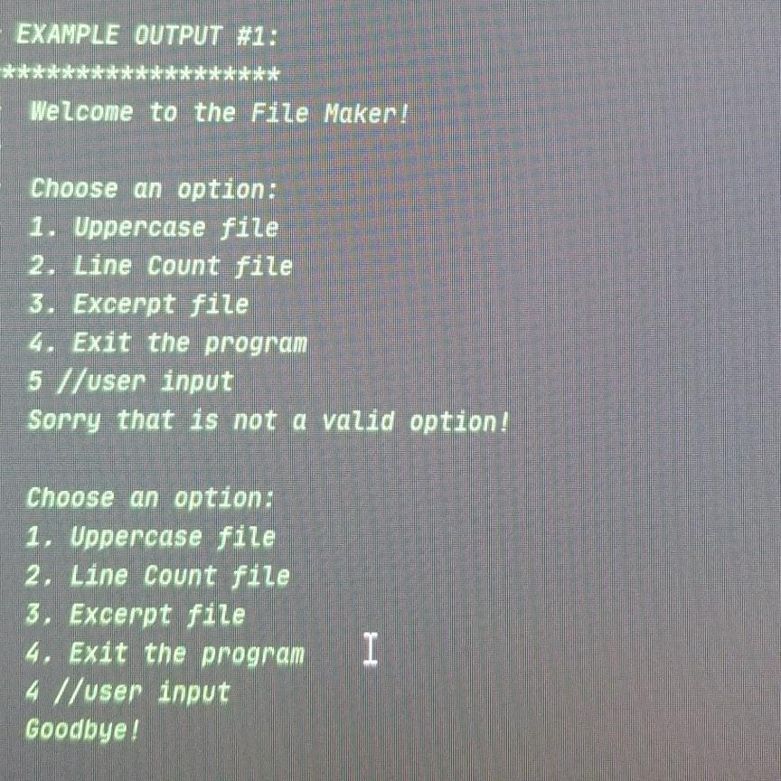 Solved Write a class named FileMaker. The class will have a | Chegg.com