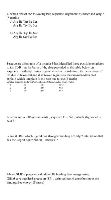 Solved 3- which one of the following two sequence alignment | Chegg.com